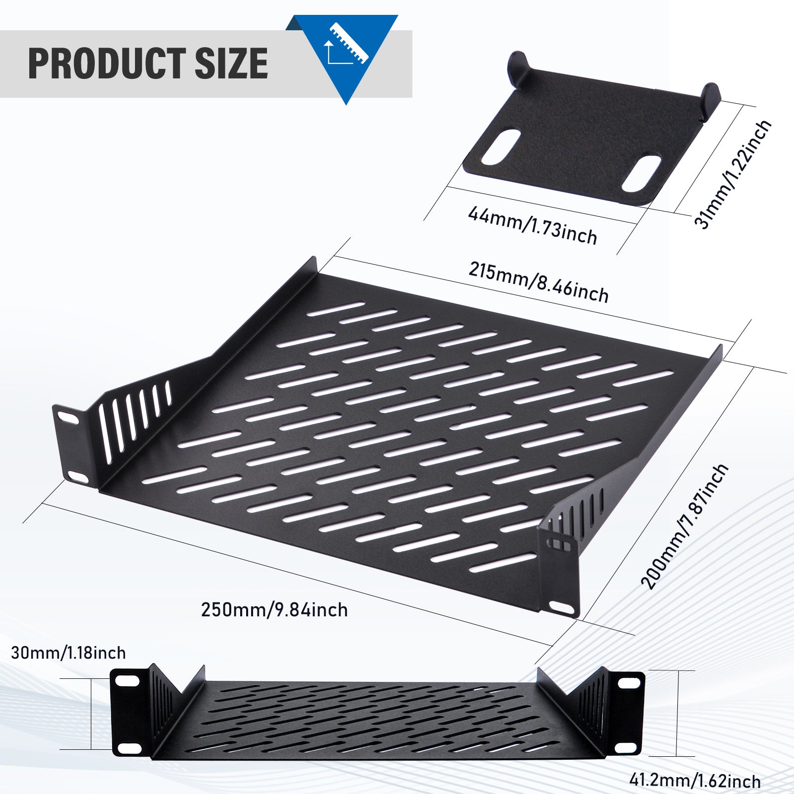 DeskPi RackMate Accessories Rack Shelf 10 inch 1U Rack for T0/T1 Serve ...