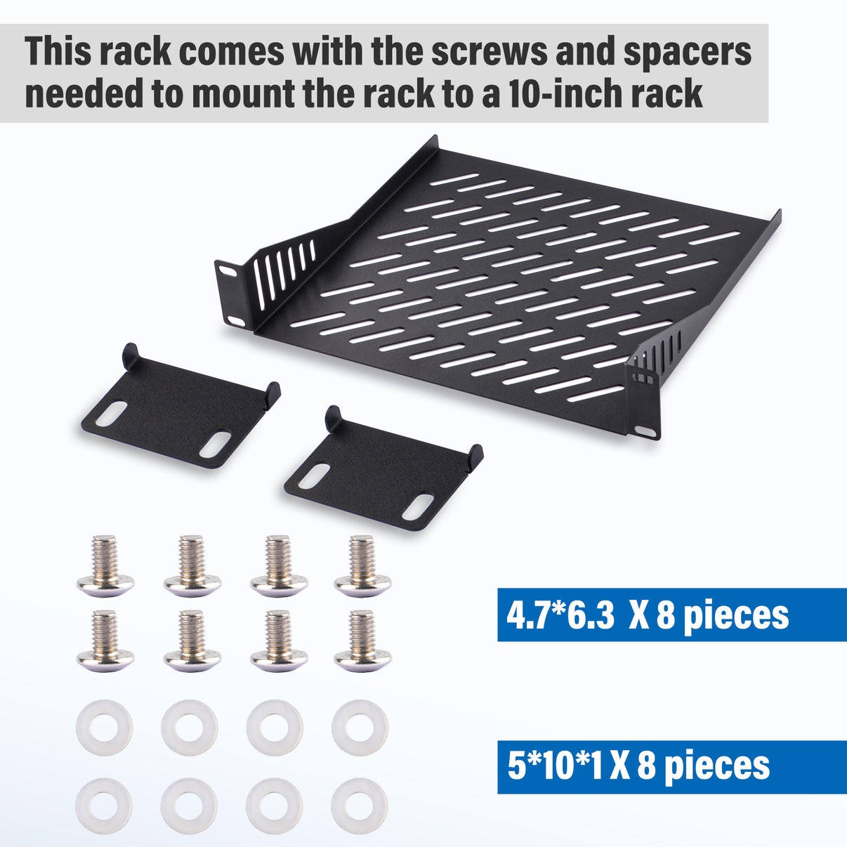 DeskPi RackMate Accessories Rack Shelf 10 inch 1U Rack for T0/T1 Serve ...