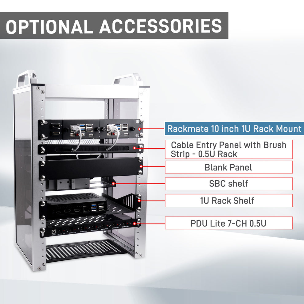 DeskPi Rackmate 10-inch 1U Rack Mount with 2 PCIE NVME Boards for Rasp ...