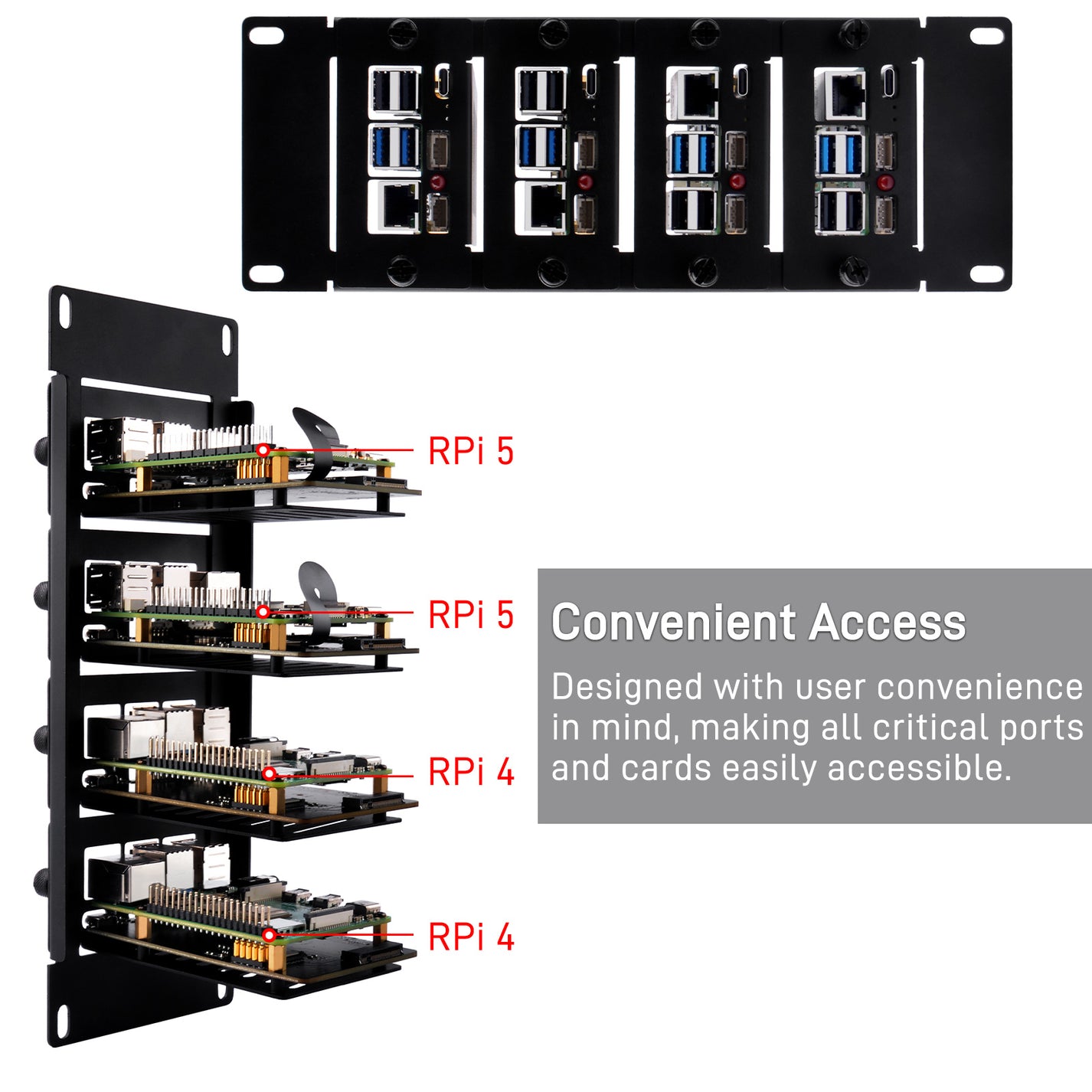 DeskPi Rackmate 10 inch 2U Rack Mount with PCIE NVME Board for Raspber – DeskPi Store