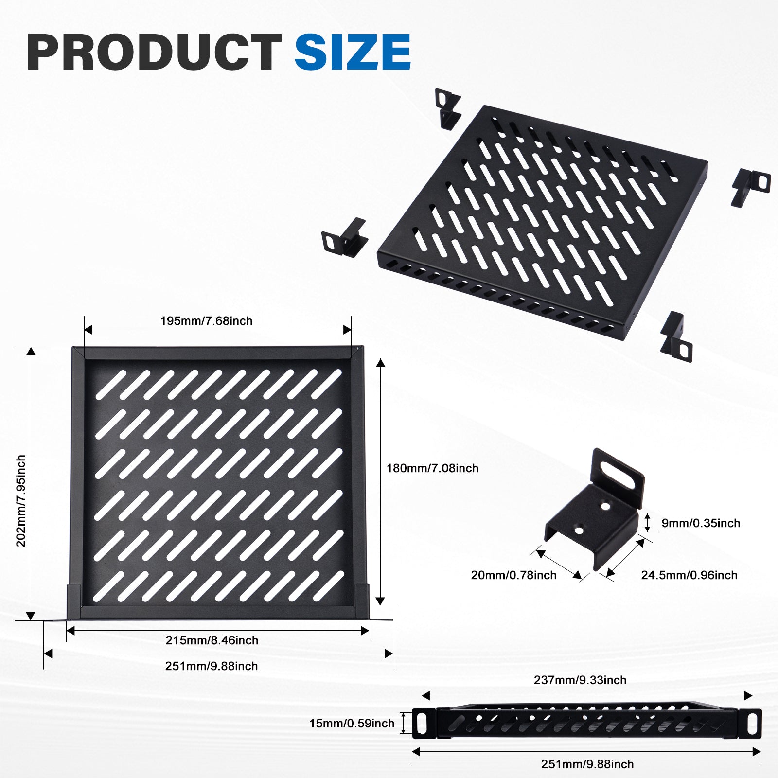 DeskPi RackMate 10-inch 0.5U Heavy Duty Rack Shelf for T0/T1 Server Ca ...